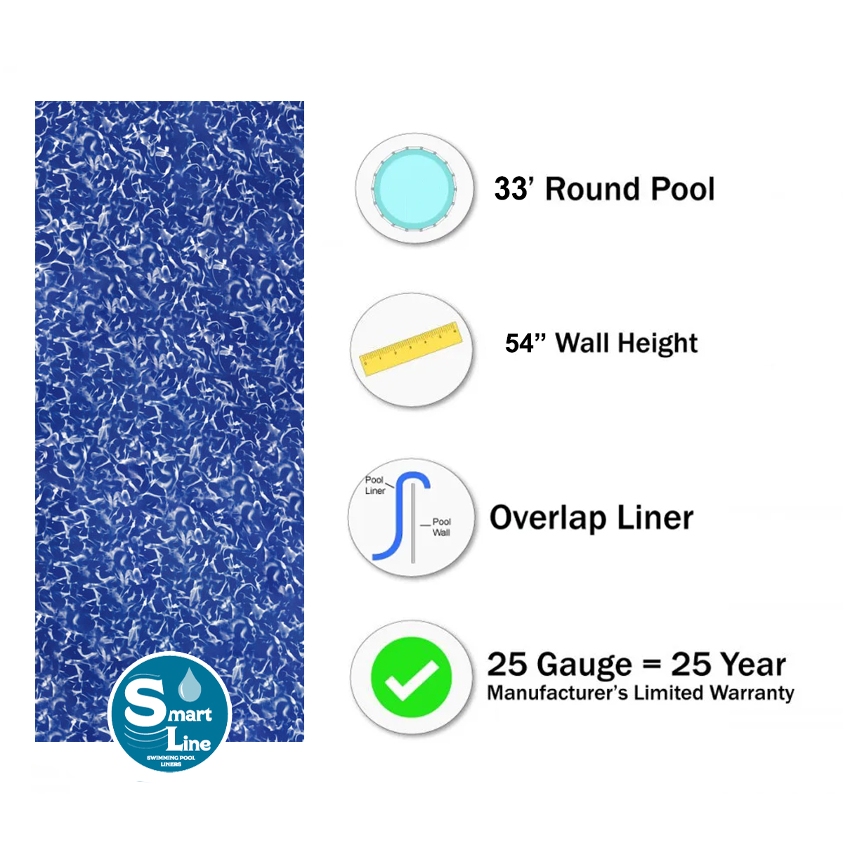 SmartLine® 33' Round Sunlight Overlap Liner - 54" H, 25 Gauge ...