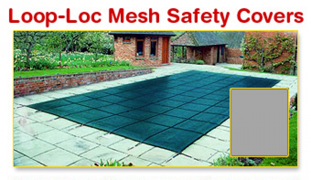 Loop-Loc™ 18' x 36' Rectangular Green Mesh Safety Cover with 4' x 6 ...